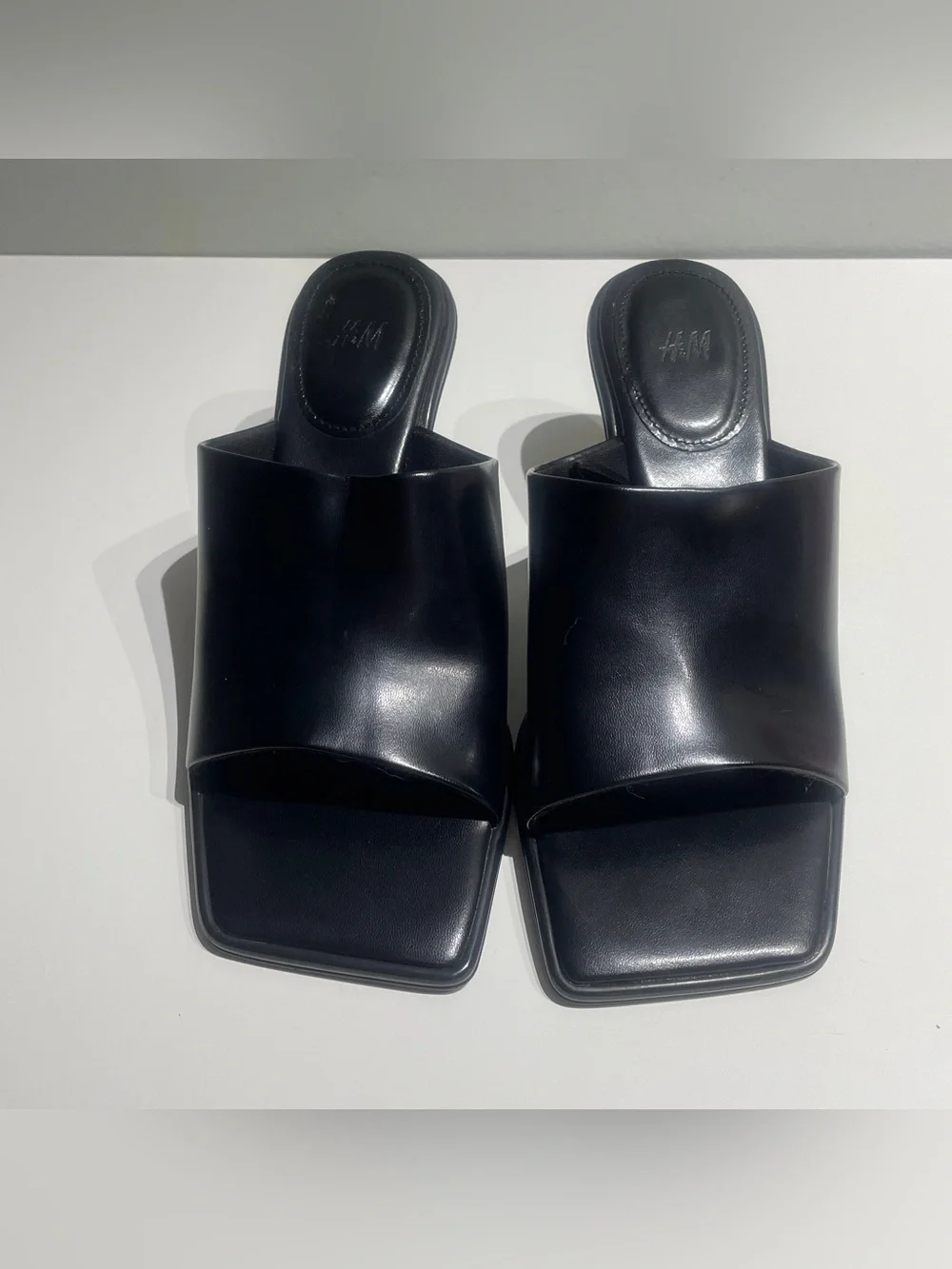 H&M | Shoes | Hm Square Toe Heeled Sandals Mules Black Color Trend ...